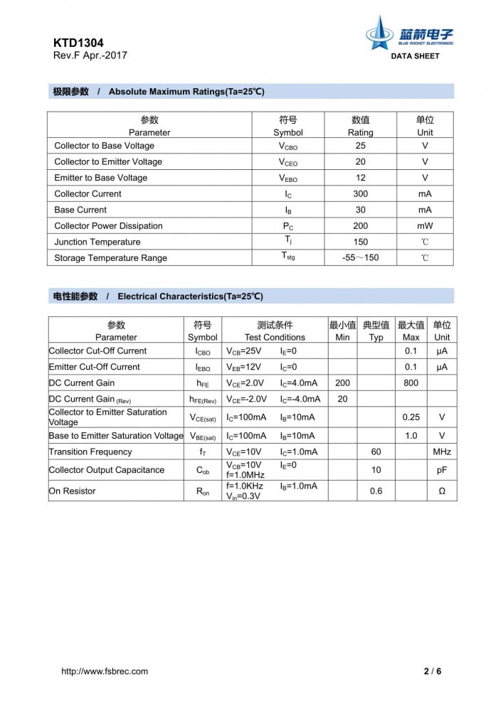 KTD1304 technical document page 2