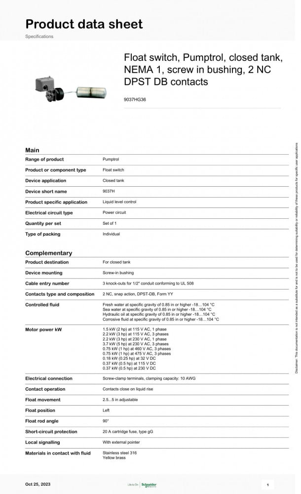 9037HG36 technical document page 1