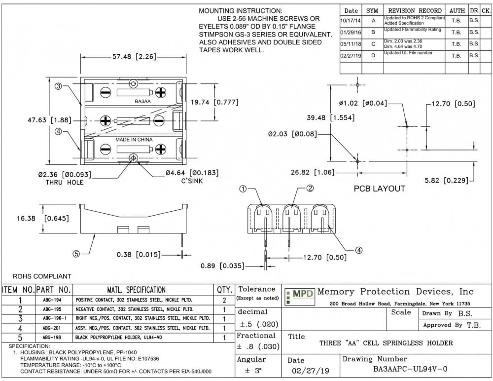 BA3AAPC-UL94V-0 technical drawing preview