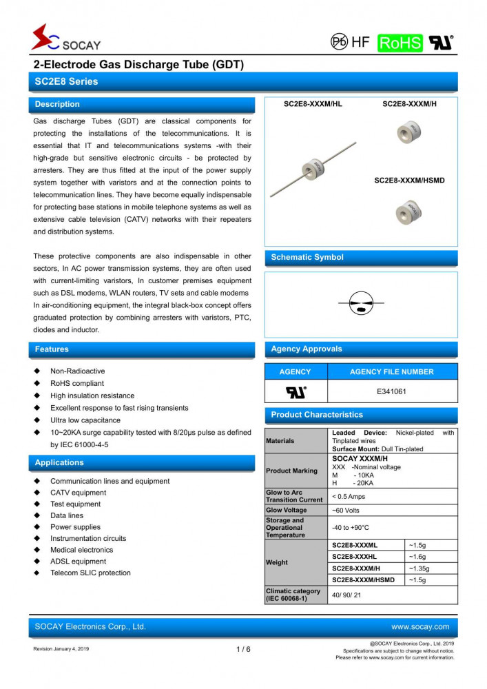 SC2E8 series datasheet page 1