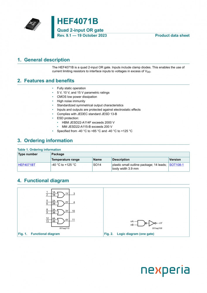 HEF4071BT datasheet page 1