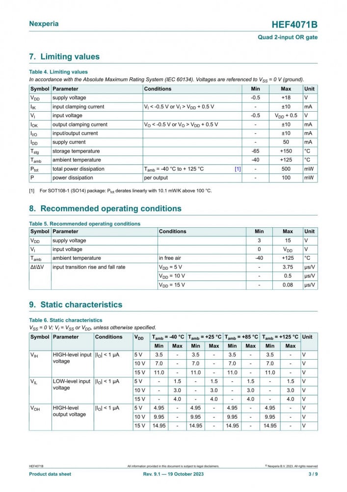 HEF4071BT datasheet page 3