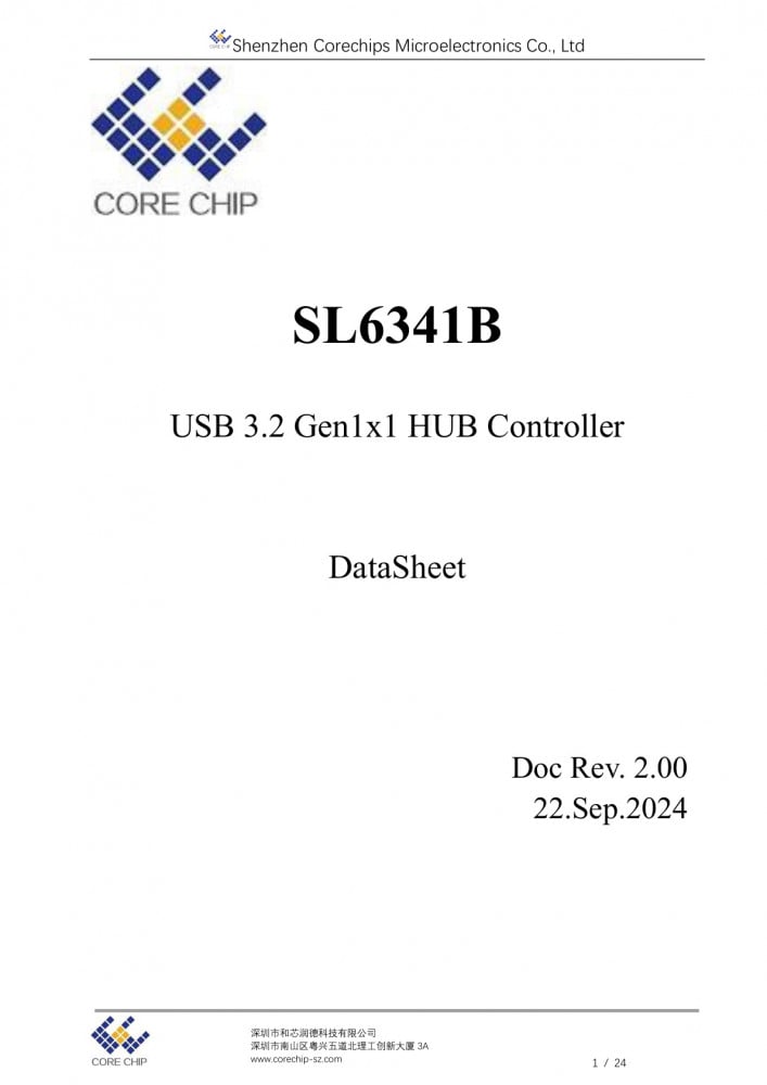 SL6341B datasheet page 1