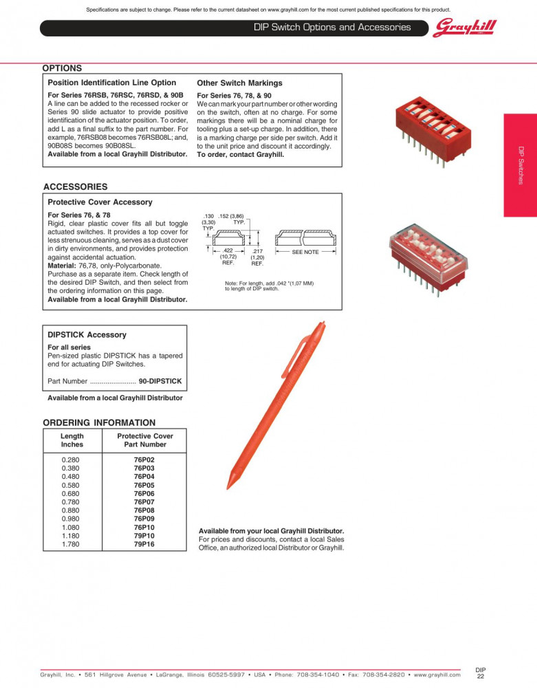 Grayhill DIP switch processing information