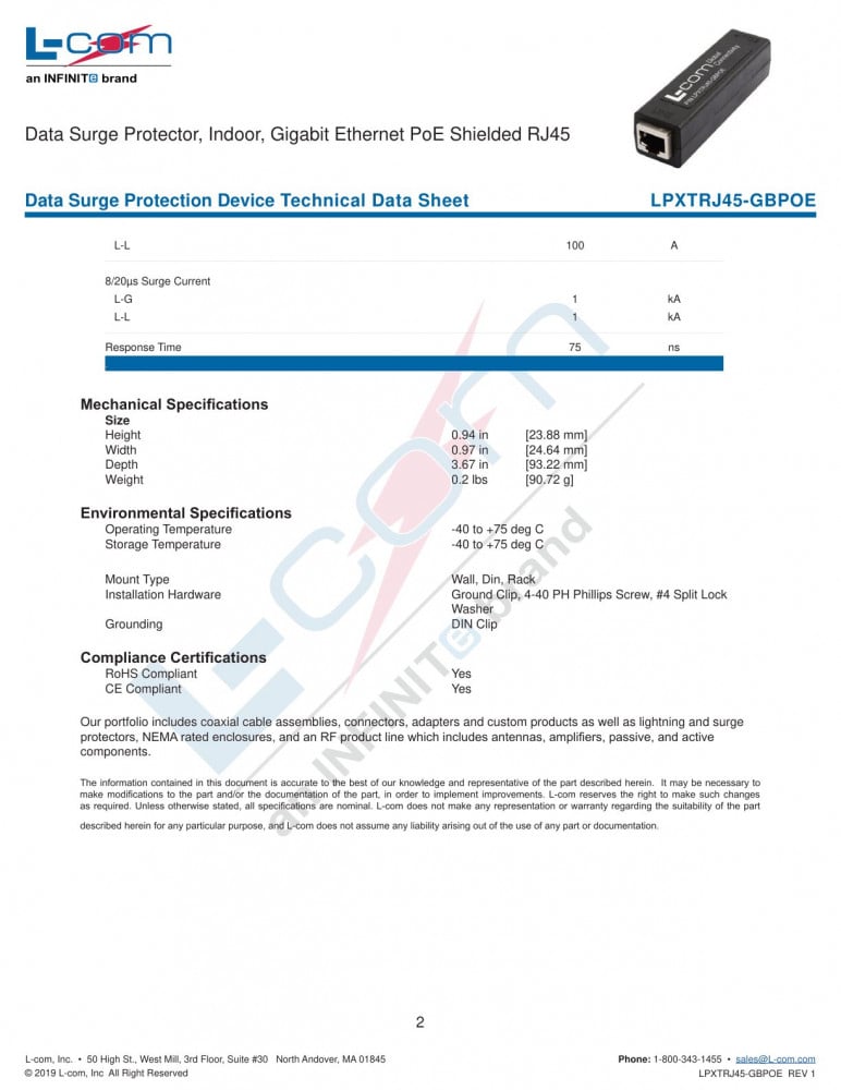 LPXTRJ45-GBPOE datasheet page 2