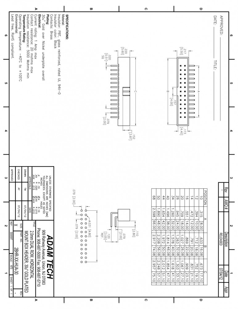 ADAM TECH 2BHR-XX-HUA-30 mechanical drawing