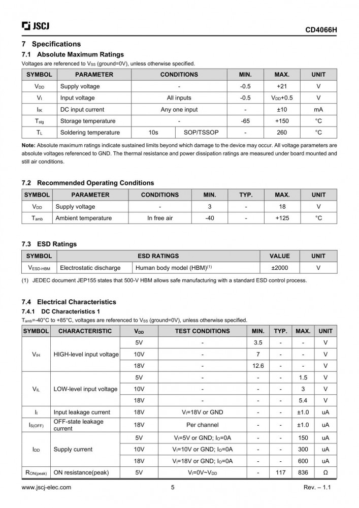 CD4066HADN datasheet page 5