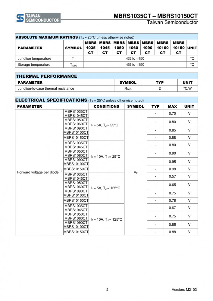 MBRS1060CT datasheet page 2