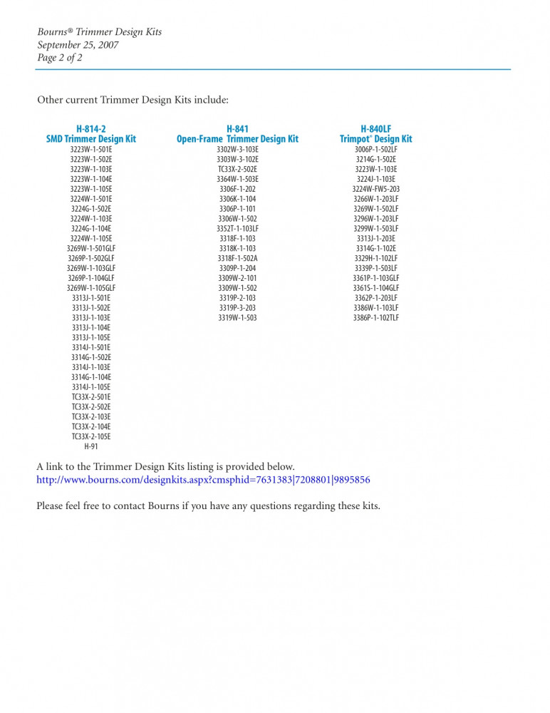 H-853 3296 Trimmer Design Kit document image, page 2