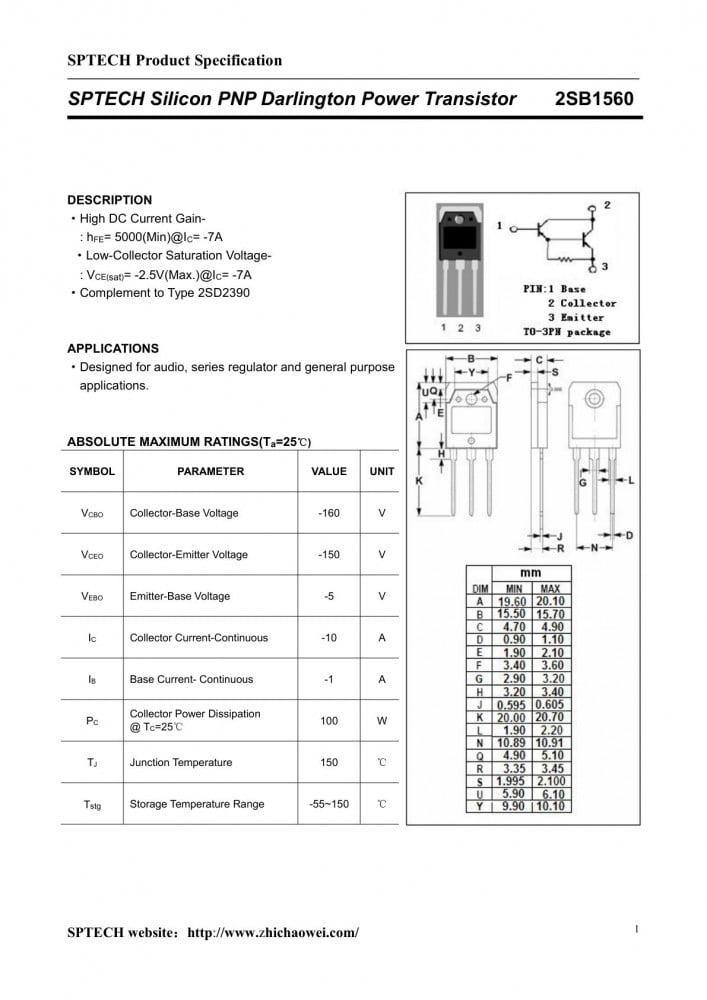 2SB1560 datasheet page 1