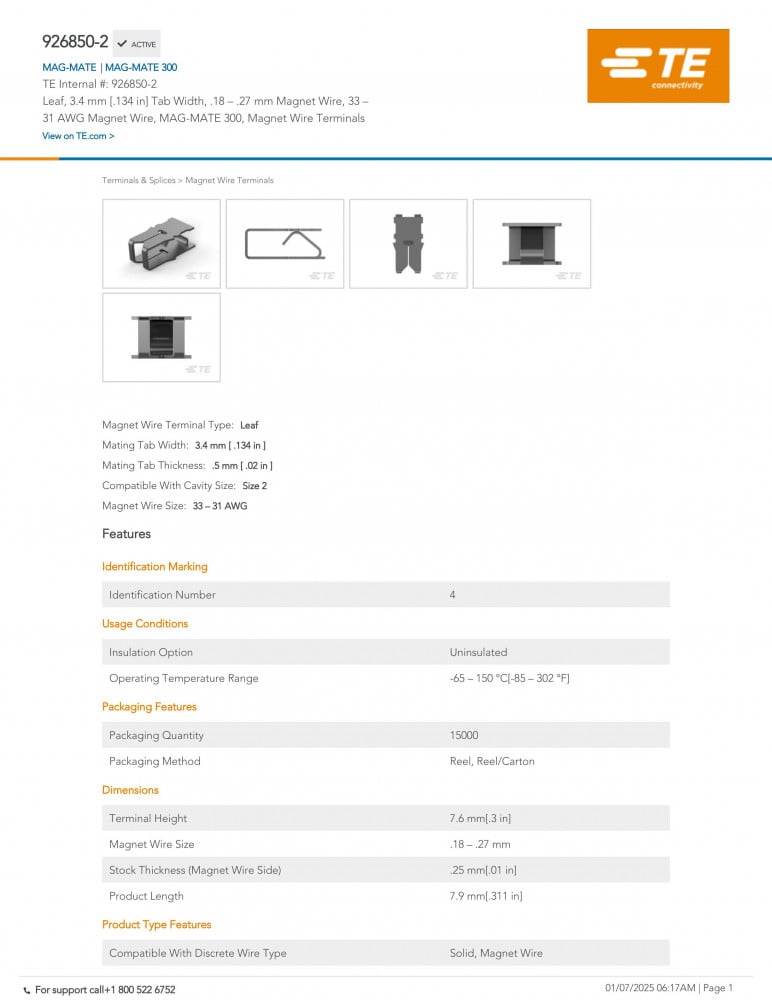 926850-2 technical document page 1
