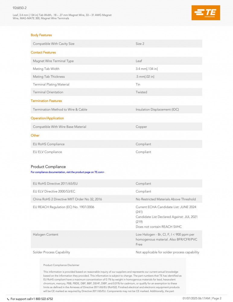 926850-2 technical document page 2