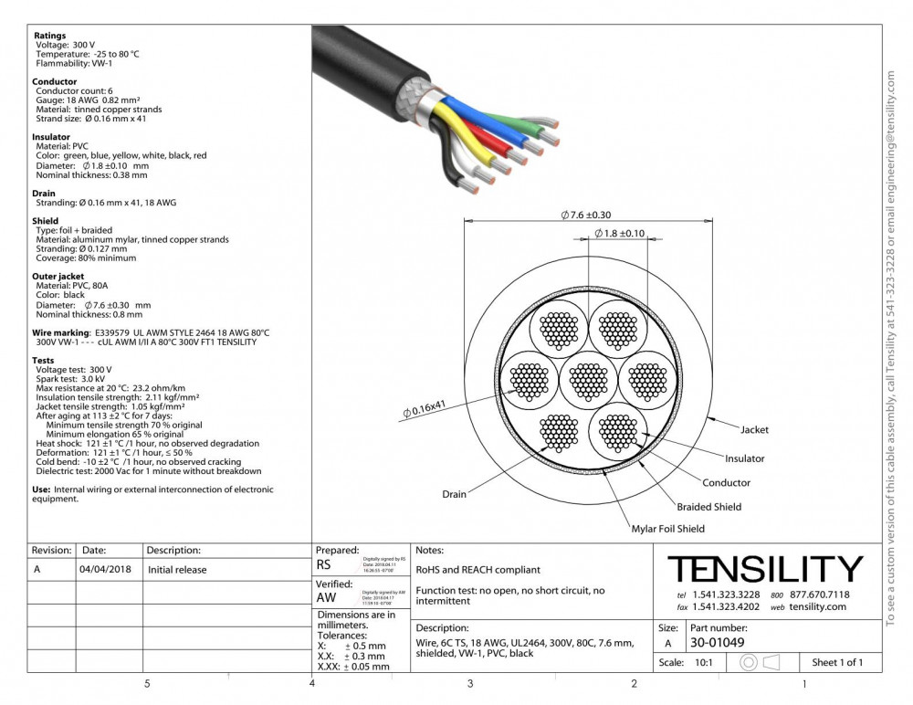 Product drawing for Tensility International part 30-01049