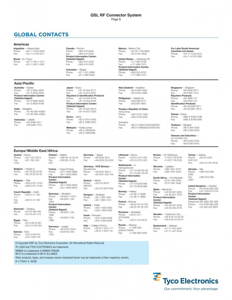 TE Connectivity QSL technical document page 8