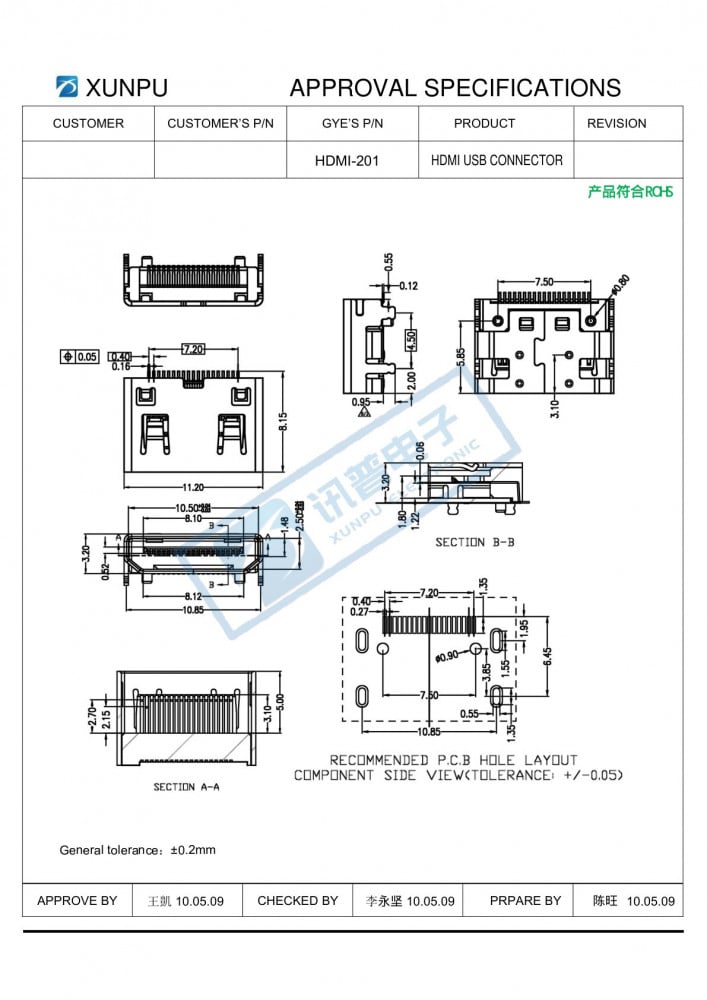 XUNPU HDMI-201 approval specification page 2