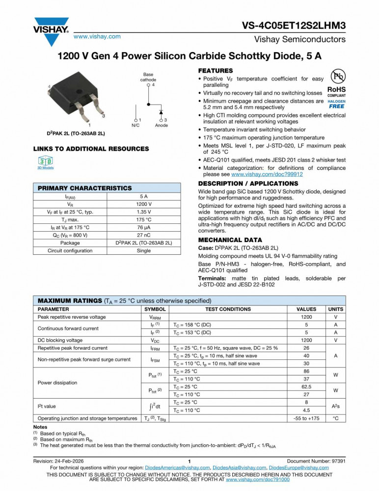 VS-4C05ET12S2LHM3 datasheet page 1