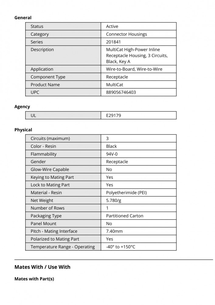 Product document page 2 for MOLEX 2018410030