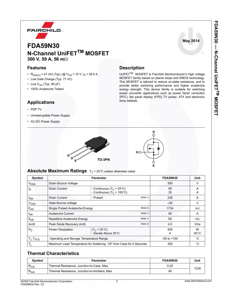 FDA59N30 datasheet page 2