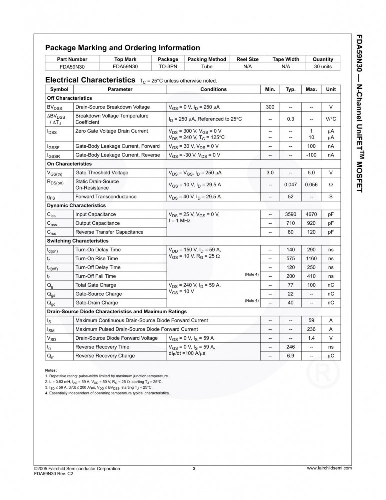 FDA59N30 datasheet page 3