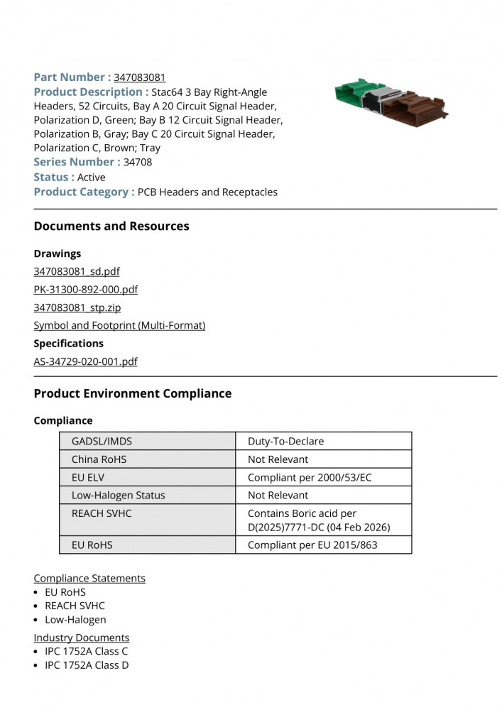 MOLEX 347083081 technical document image, page 1