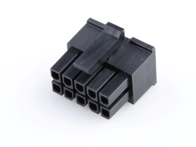Micro-Fit 3.0 Plug Housing, Dual Row, 10 Circuits, UL 94V-0, Panel Mount  Ears, Low-Halogen Since Inception, Black