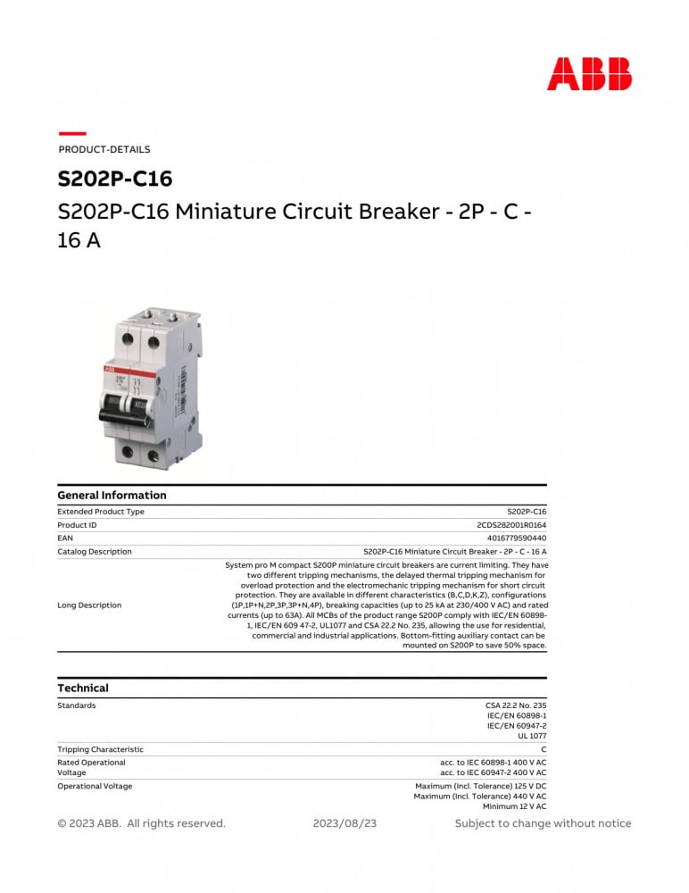 ABB S202P-C16 document page 1