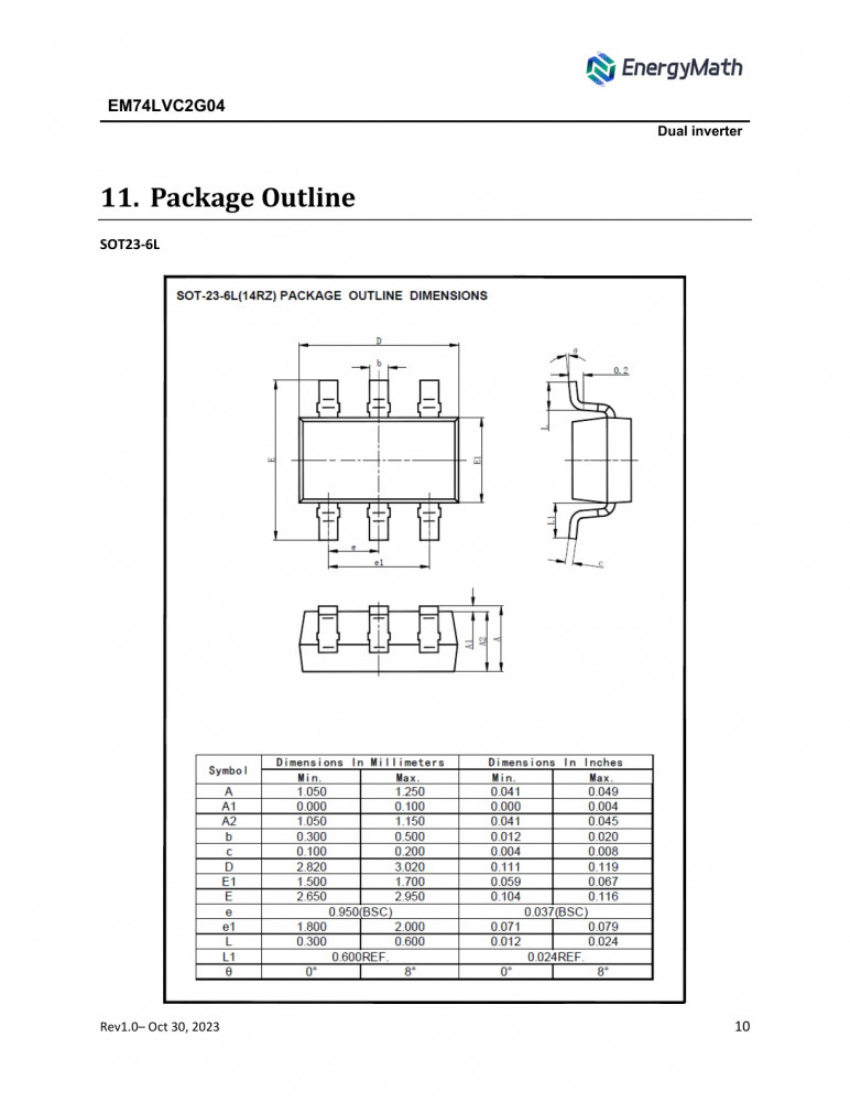 EM74LVC2G04GM datasheet page 10