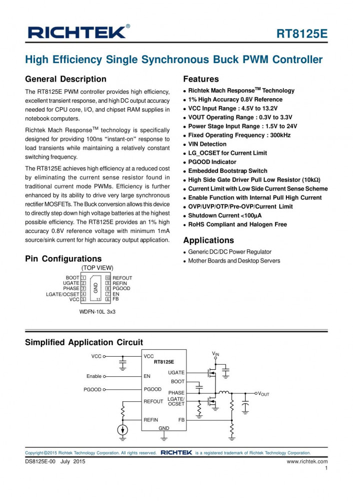 RT8125E datasheet page 1
