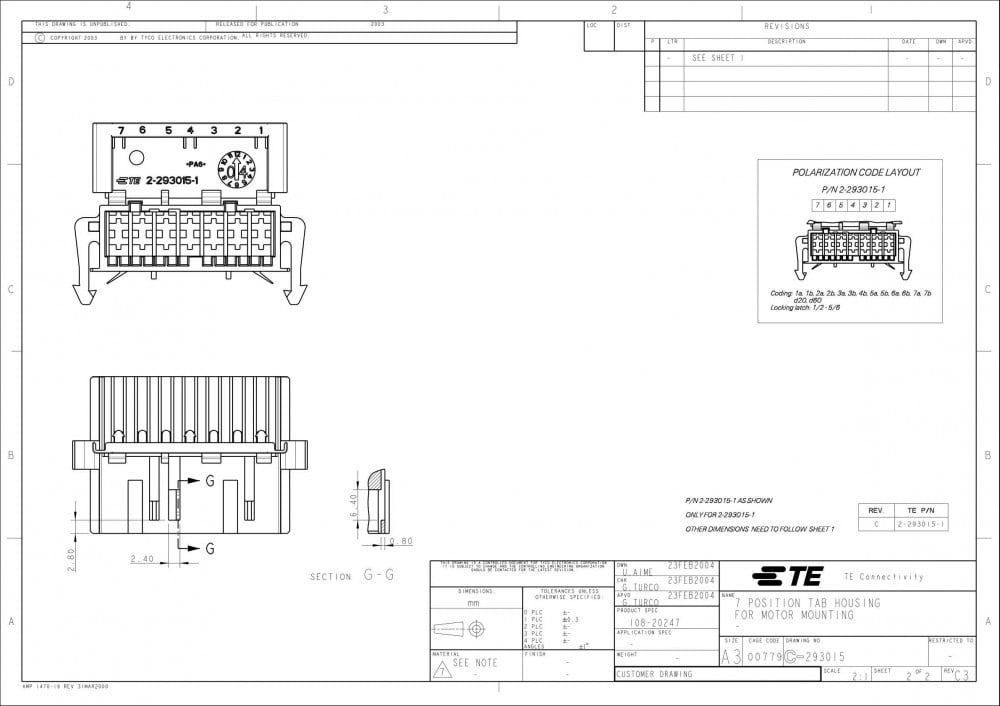 TE Connectivity 293015-1 technical drawing page 2