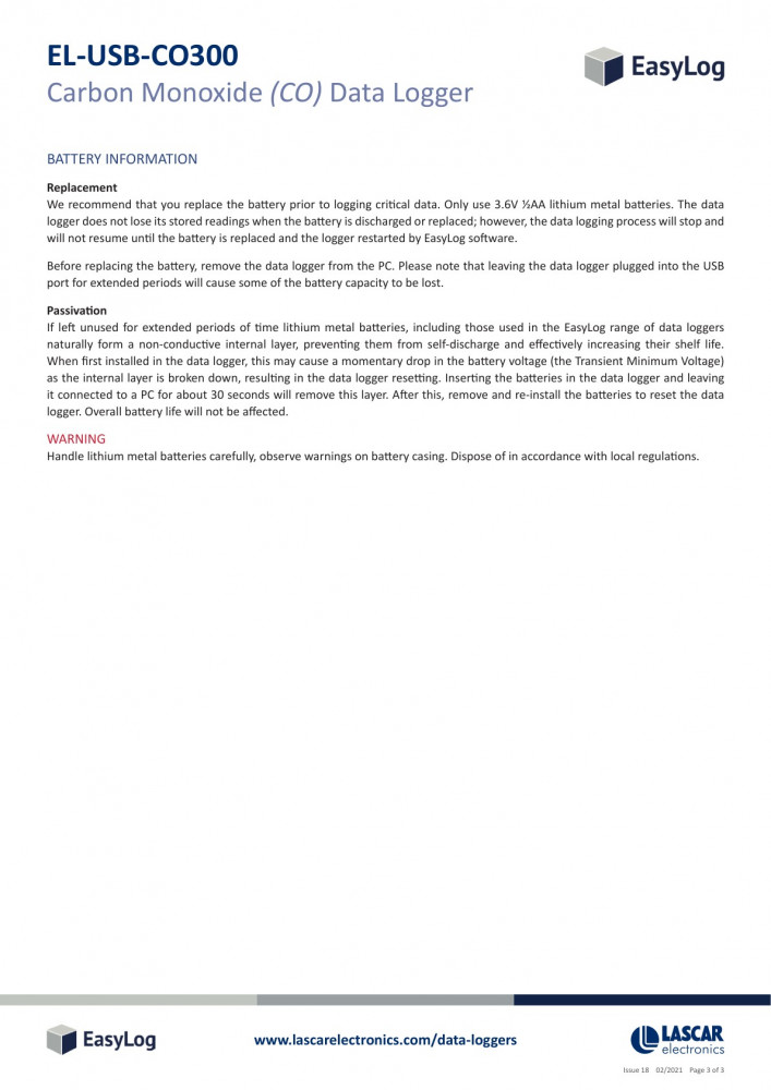 EL-USB-CO300 product documentation, page 3