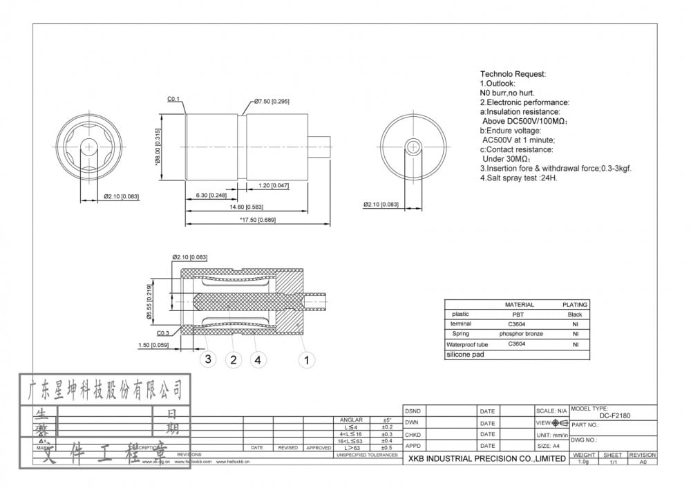 DC-F2180 technical drawing page