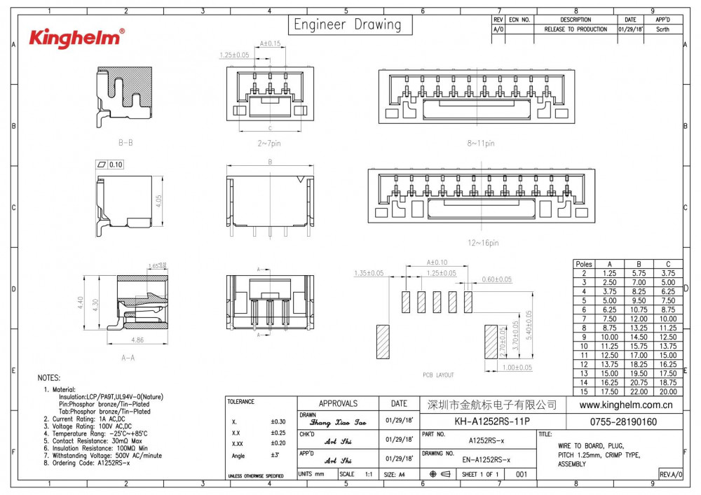 KH-A1252RS-11P Kinghelm engineering drawing