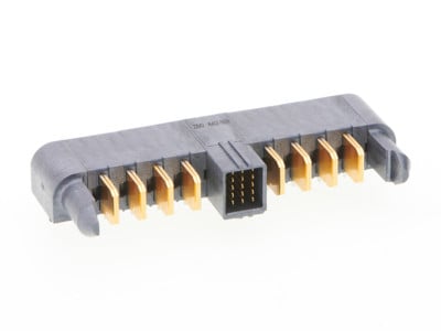 EXTreme Ten60Power Right-Angle Plug with Side Guides, 3 DC Power Circuits, 30 Signal Circuits, 3 DC Power Circuits, Press Fit Tail