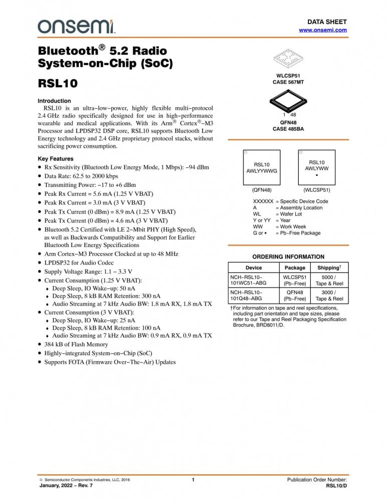 RSL10 technical document page 1