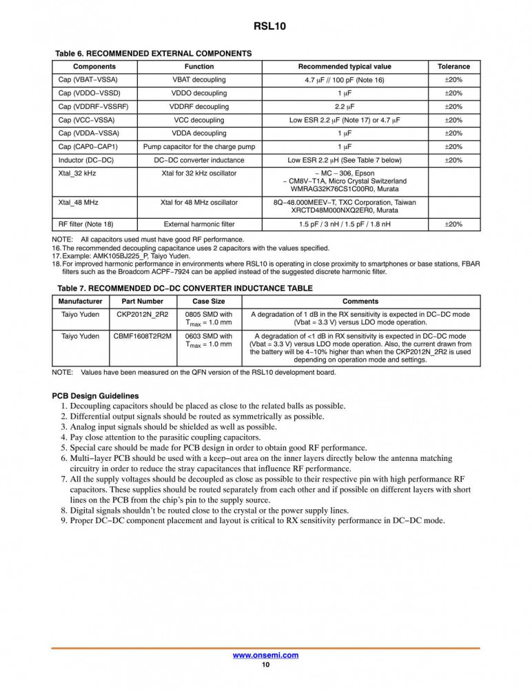 RSL10 technical document page 10