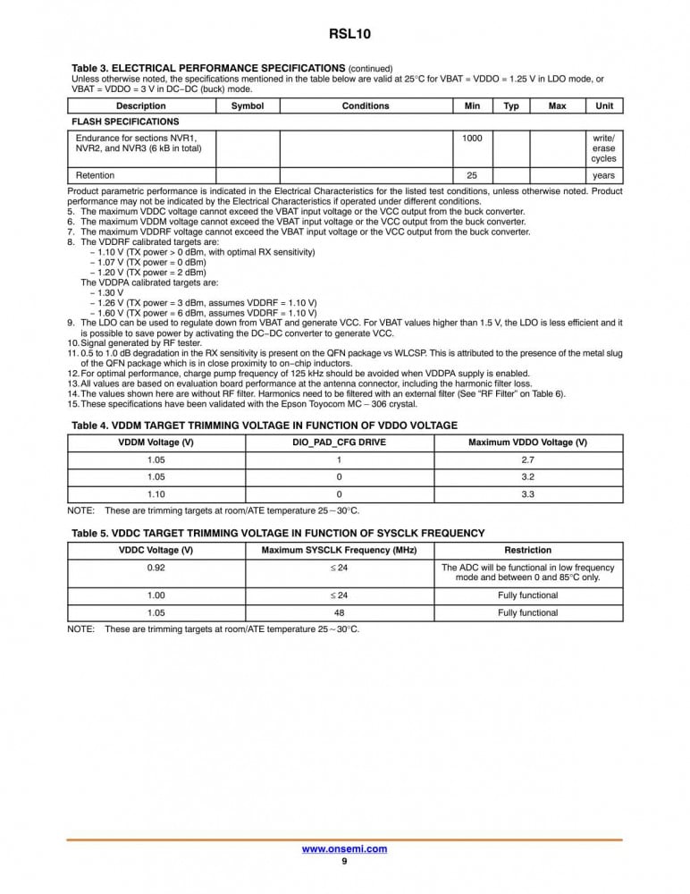 RSL10 technical document page 9