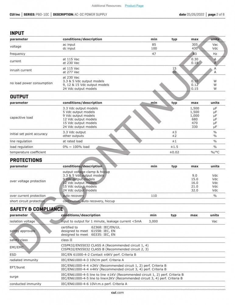 CUI PBO-10C datasheet page 2