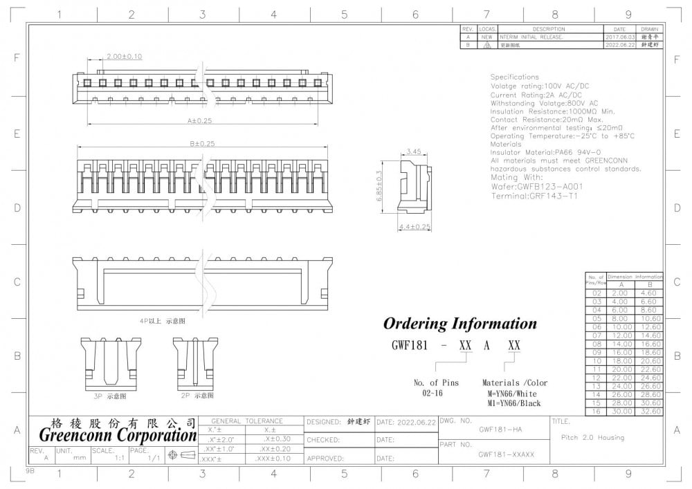 GREENCONN GWF181-02AM-9B technical drawing