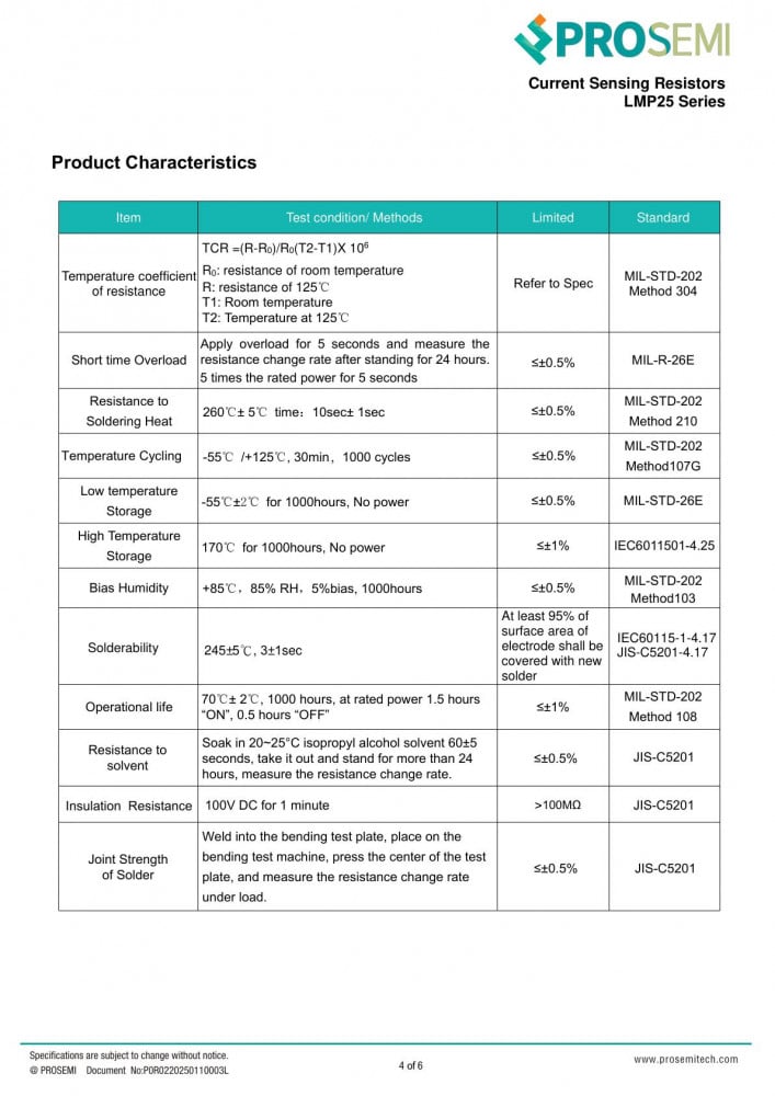 PROSEMI LMP25 datasheet page 4
