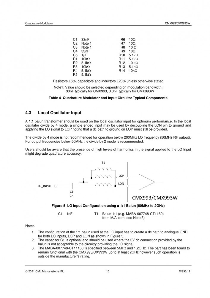 CMX993 datasheet page 10