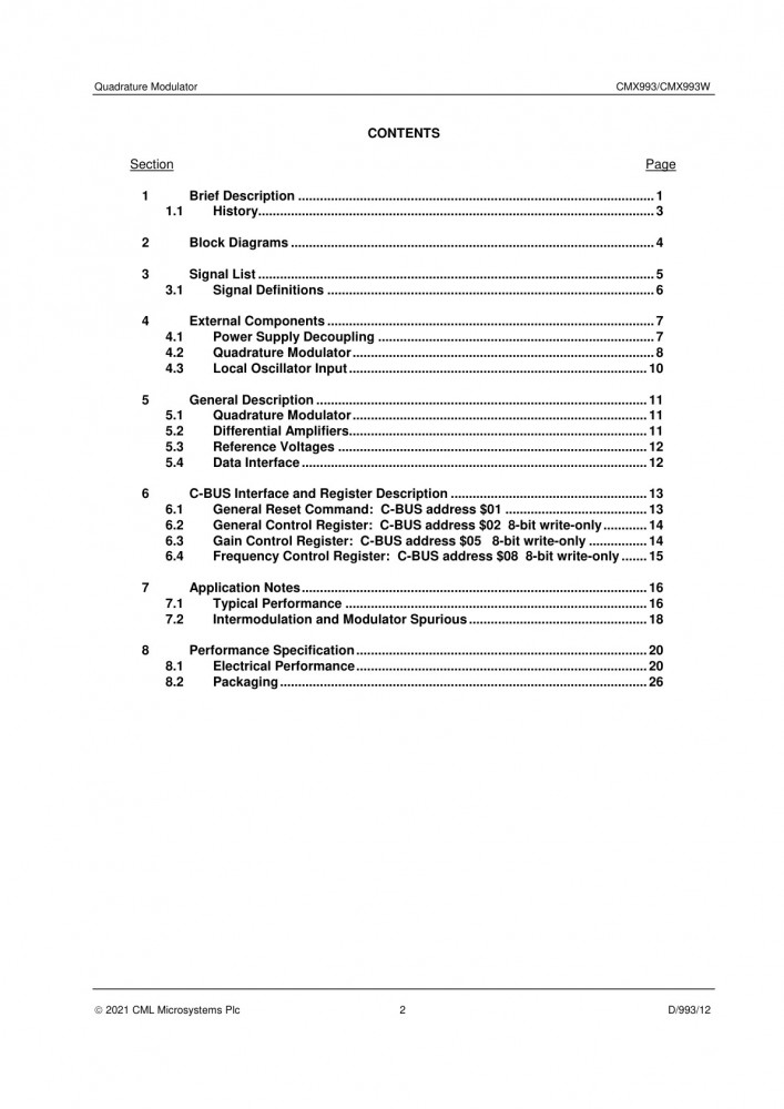 CMX993 datasheet page 2