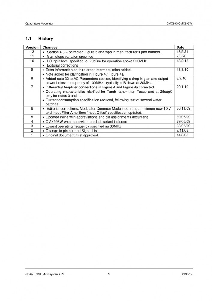 CMX993 datasheet page 3