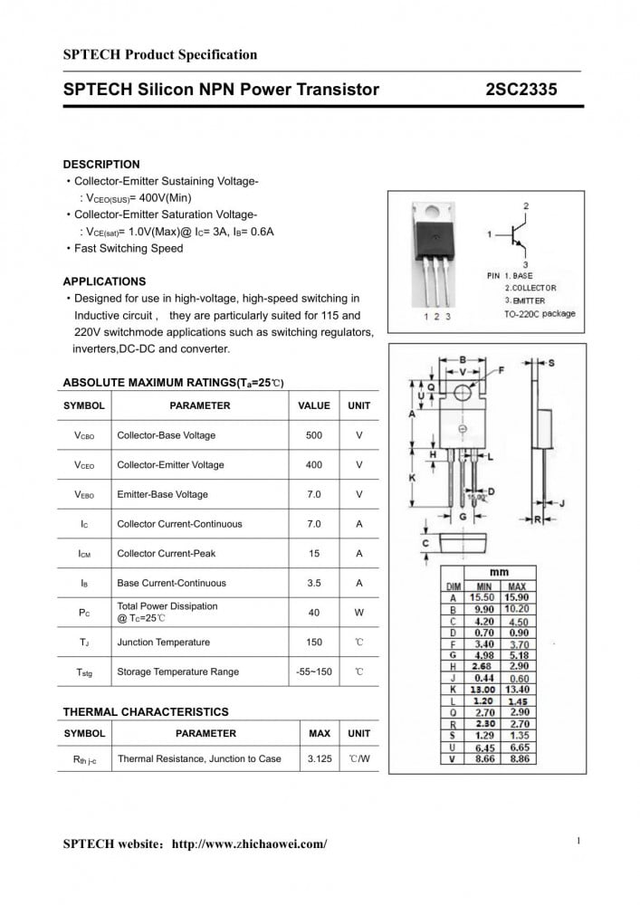 2SC2335 technical document page 1