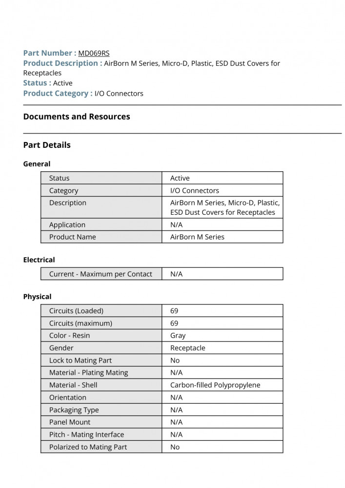 MD069RS technical document image, page 1