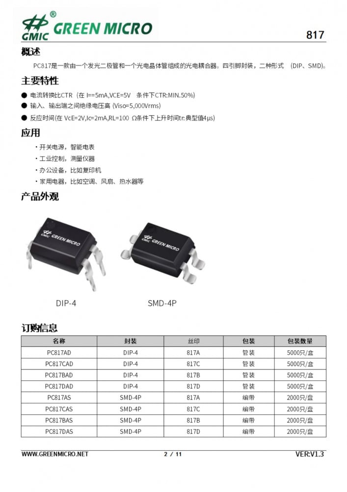 PC817CAD datasheet page 2