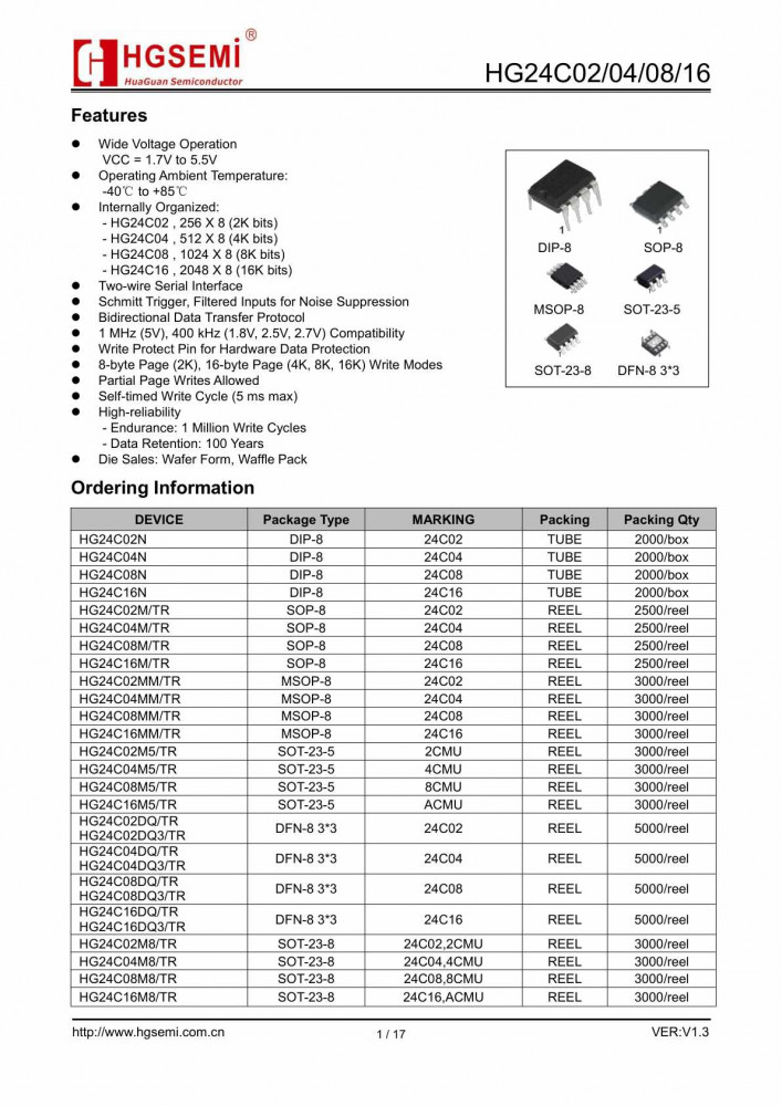 HG24C08M5/TR datasheet page 1