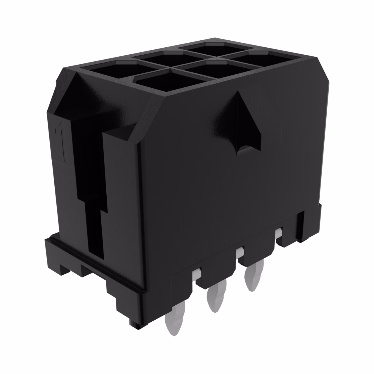 Micro-Fit 3.0 Vertical Header, 3.00mm Pitch, Dual Row, 6 Circuits, Kinked Tail, with PCB Polarizing Peg, 2.54µm Matte Tin Plating, Glow-Wire Capable, Black for sale