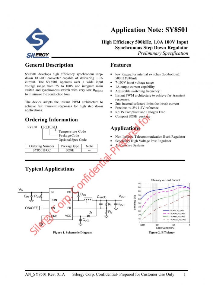 SY8501FCC datasheet page 1