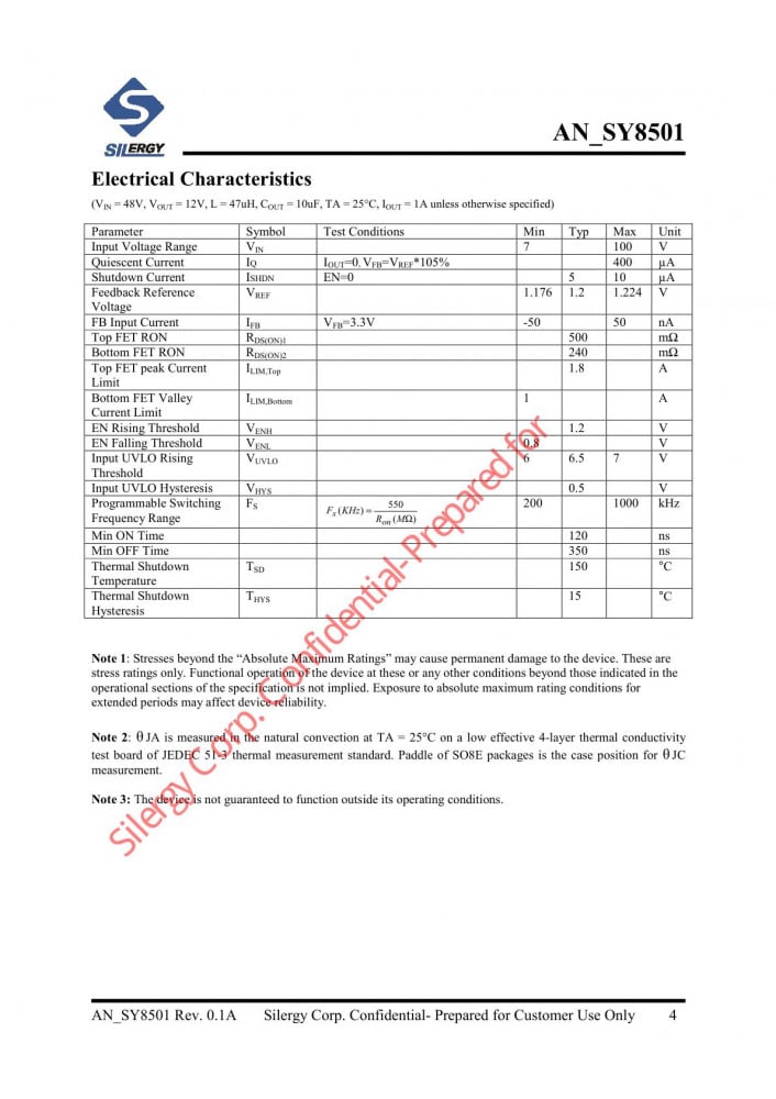 SY8501FCC datasheet page 4