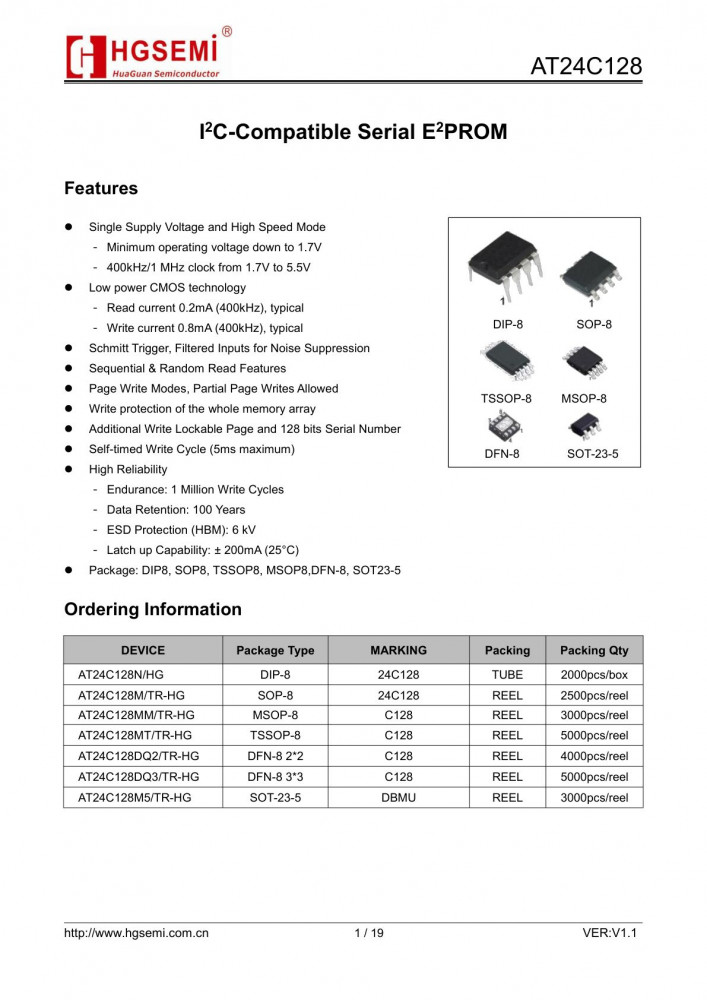 AT24C128 datasheet page 1